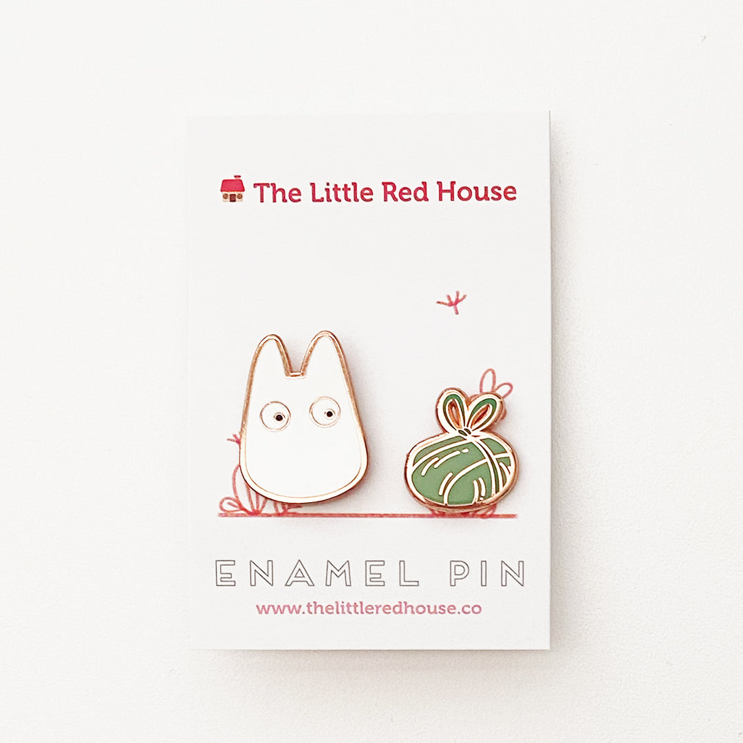 Totoro Chibi and Seed Enamel Pin Set– The Little Red House Shop