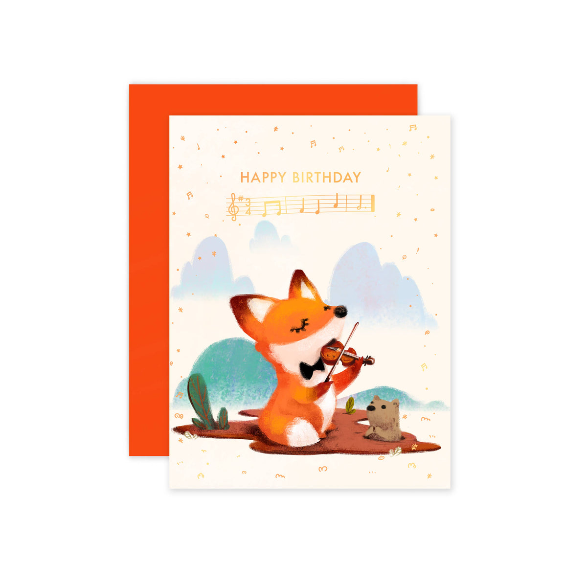 Violinist Fox Foil Birthday Card– The Little Red House Shop