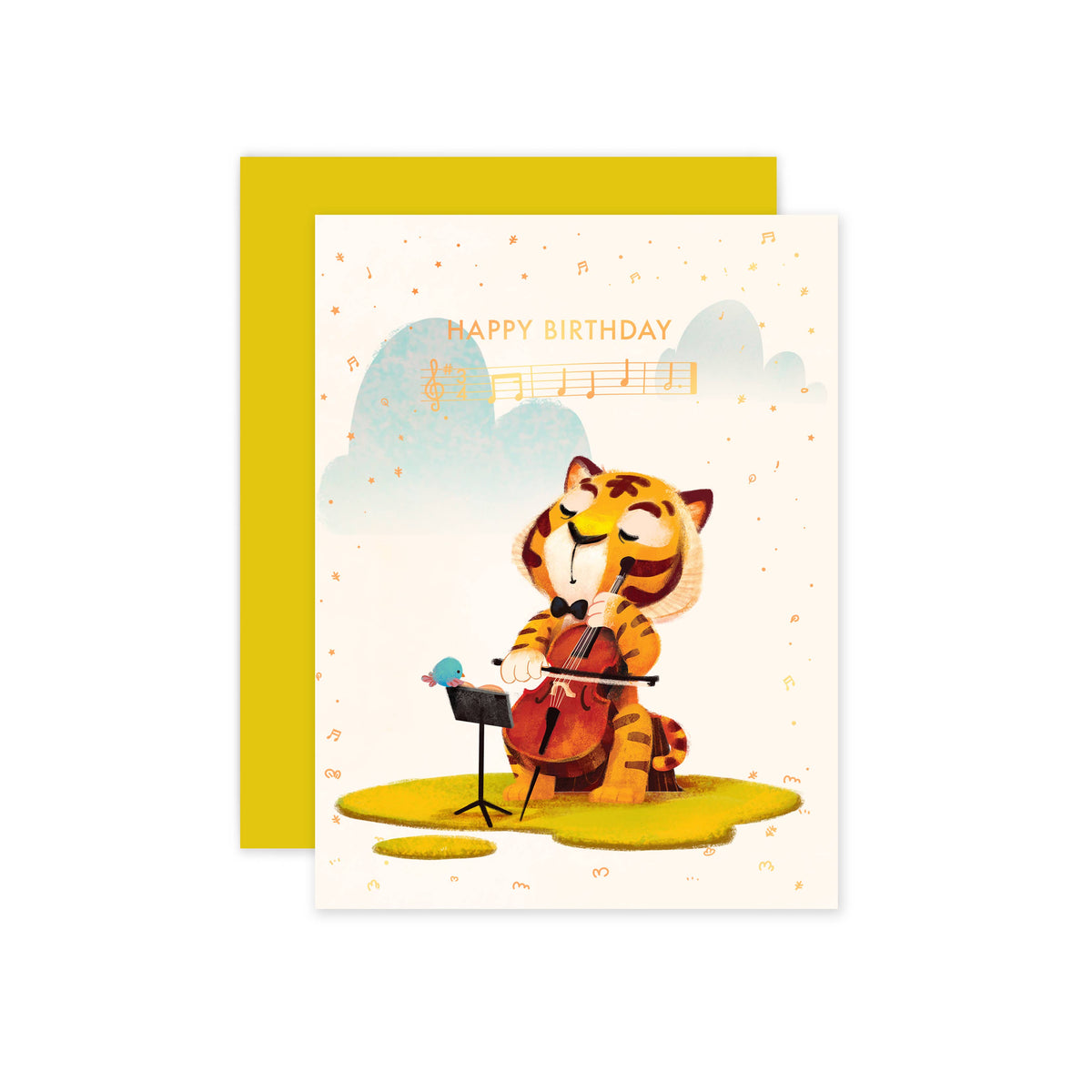 Cellist Tiger Foil Birthday Card– The Little Red House Shop