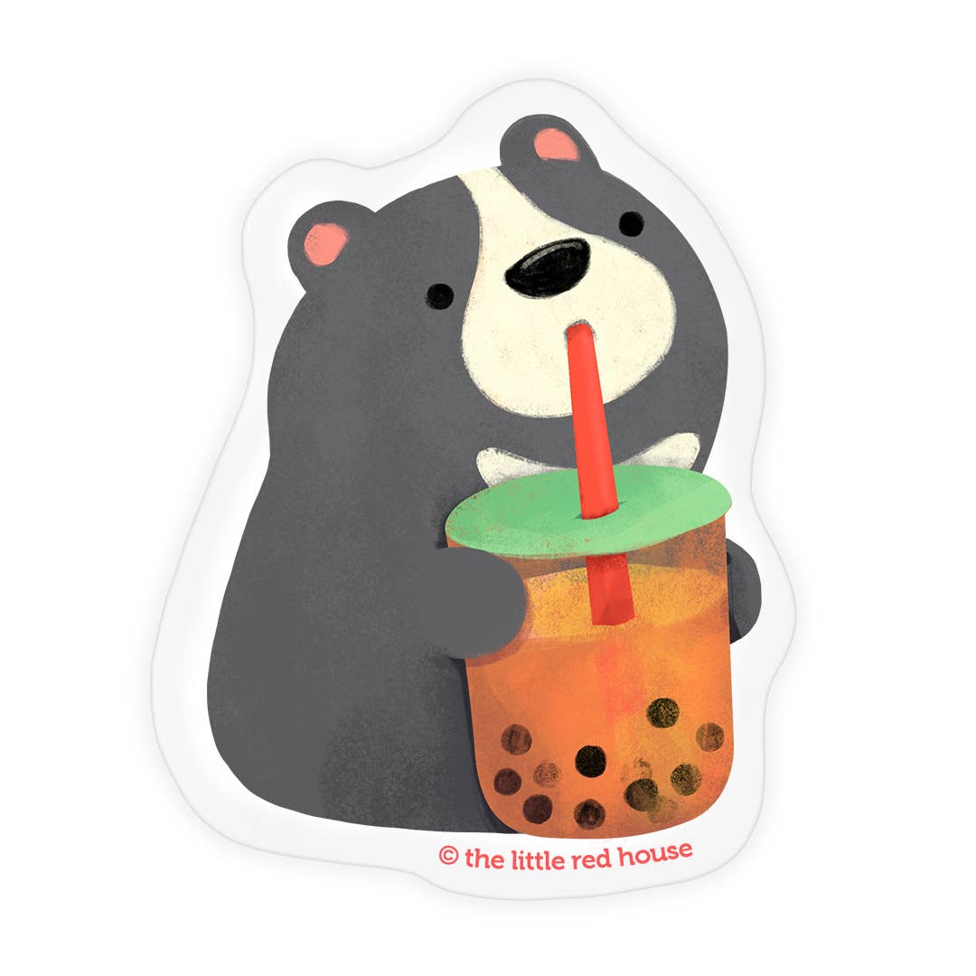 Boba Bear Clear Sticker– The Little Red House Shop